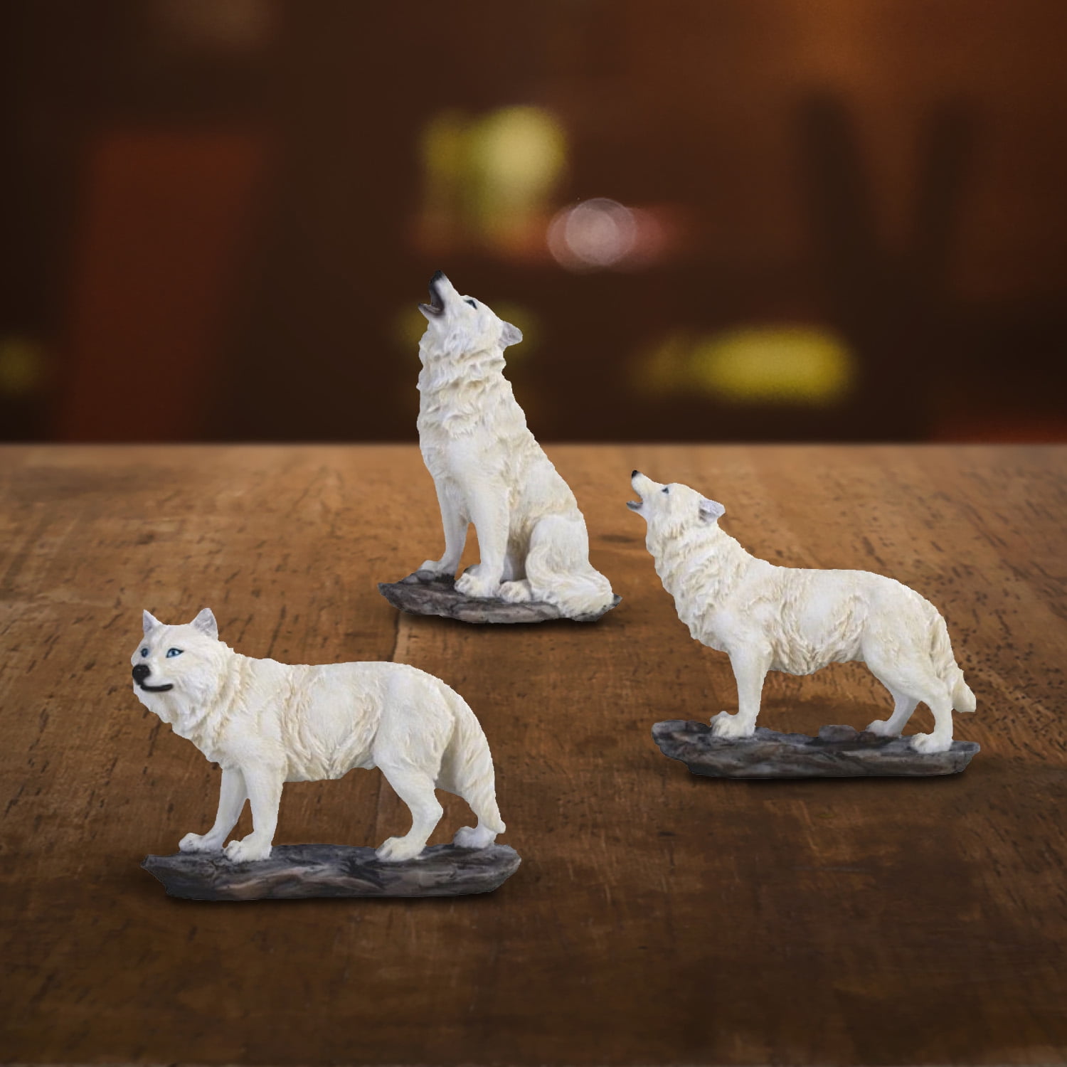 ICE ARMOR 3-PC Mini Snow Wolf Figurine Set 4"H - Walmart.com