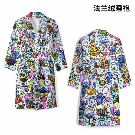 Disney Stitch Bathrobe Fashion Women's Bathrobe Cartoon Homewear Warm ...