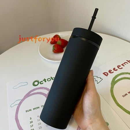 Outdoor Water Drinking Cup Double-layer Bottle Candy Color Straw ...