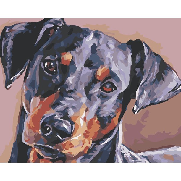 DIY Oil Painting Carnivore Working animal Dog Vertebrate breed Sleeve ...