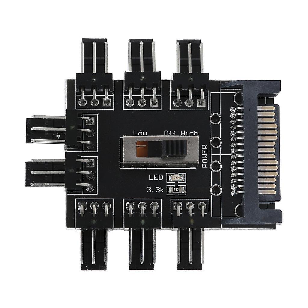 PC SATA 1 to 8 Cooler Cooling Fan Hub 3Pin 12V Splitter Power Socket 2 ...