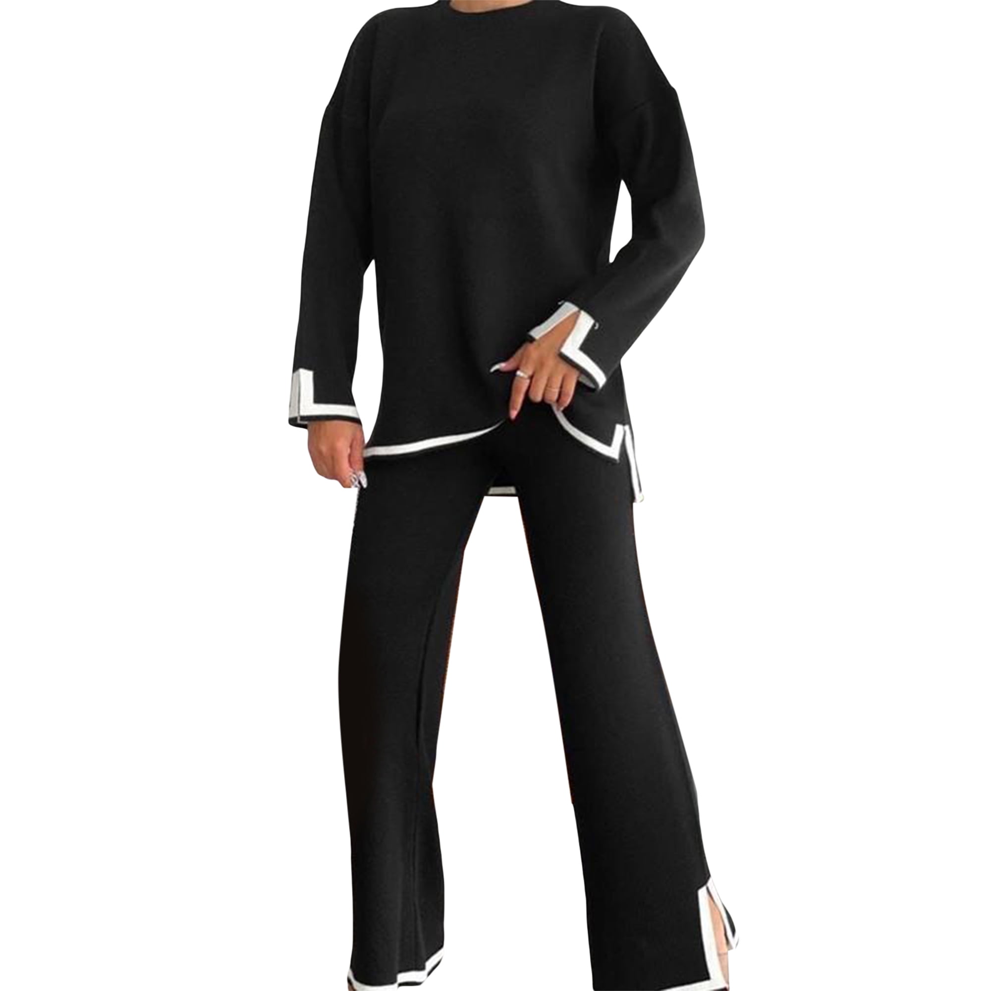 Click here for Diconna Women 2 Piece Knitted Outfits Contrast Col... prices