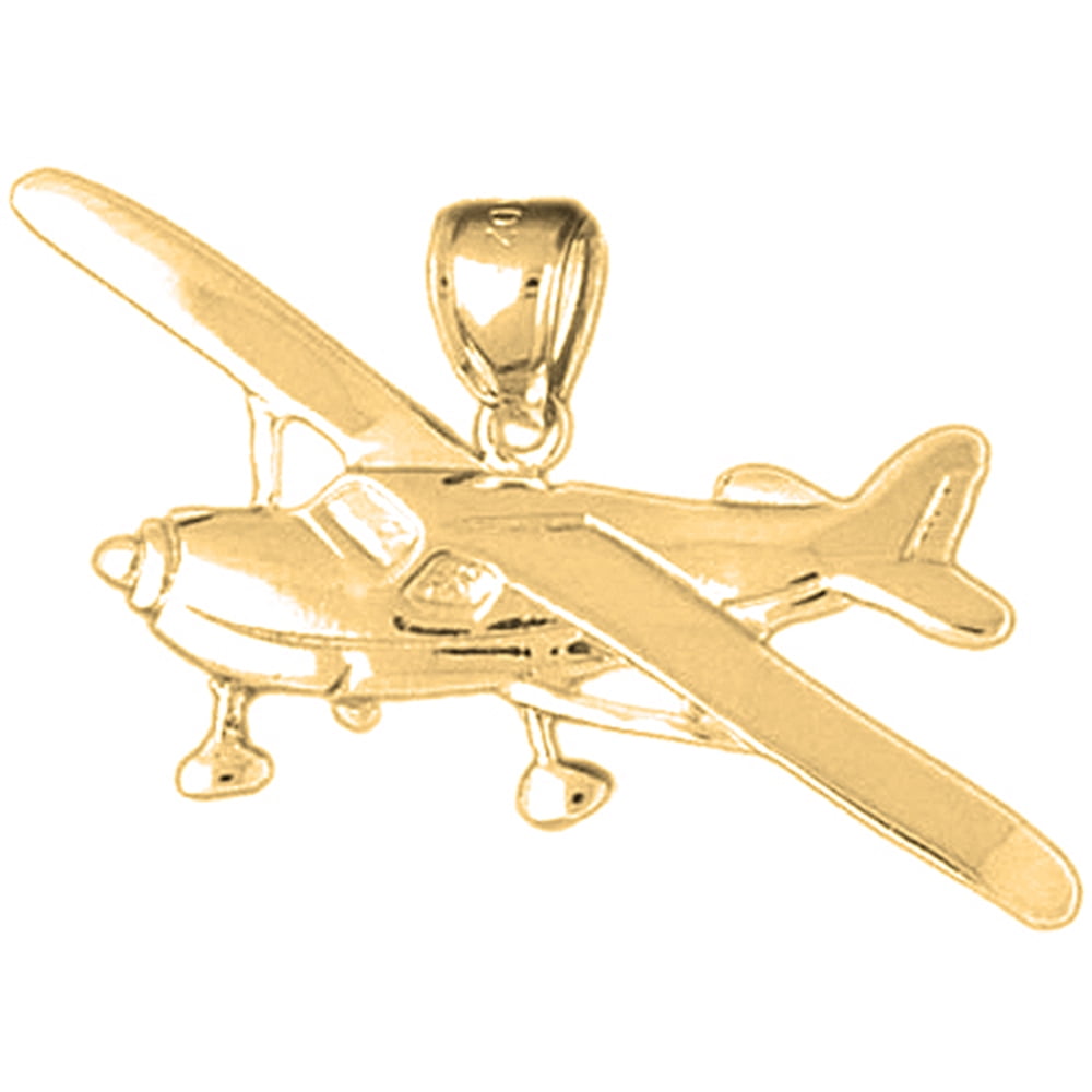 18K Yellow Gold Airplane Pendant - 22 mm - Walmart.com