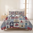 Coastal Ocean Sailboat Anchor Stripe 3 Pieces Quilt Set,1 Quilt with 2 ...