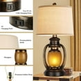 PARTPHONER Oatmeal Rustic Farmhouse Table Lamps Set of 2, USB Ports ...