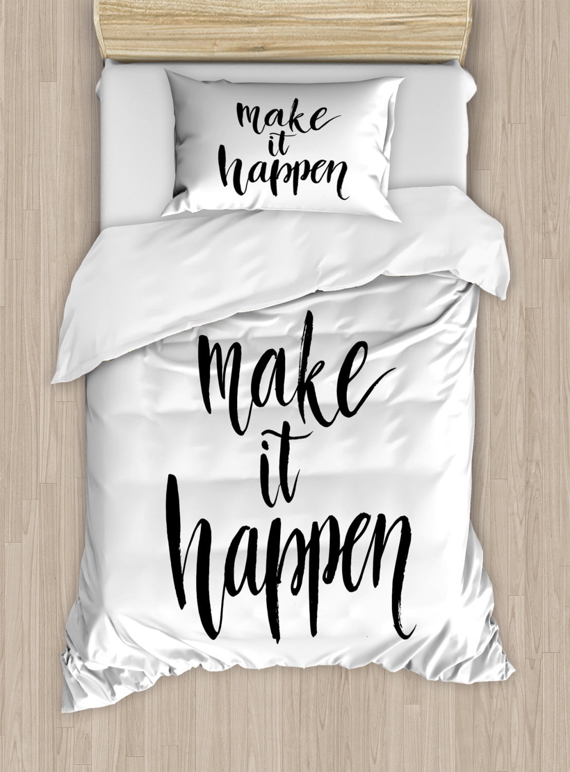 Motivational Twin Size Duvet Cover Set, Calligraphy Art for Achievement ...