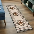 Farmhouse 2'x6' Runner Rug, Country Star Berry Plaid Lodge Grey Brown ...