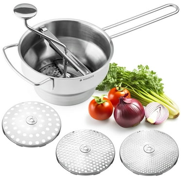 Food Mill Stainless Steel - 3 food grinder Discs - Potato ricer for ...