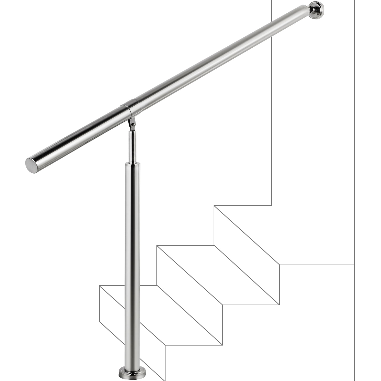 Buy VEVOR 2 Step Handrail Stainless Steel Stair Railing for in-and ...