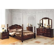 Traditional Cherry Solid Wood Queen Bedroom Set 6pcs FOA CM7260-Q ...
