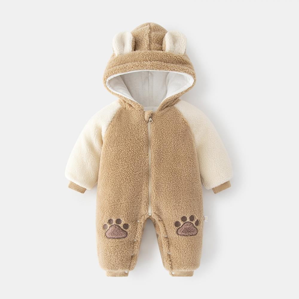 BULLPIANO Newborn Baby Snowsuit Warm Fleece Hooded Romper Jumpsuit ...