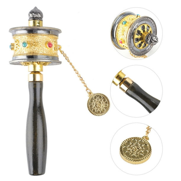 Six Words Mantra Hand Cranking Buddhist Prayer Wheel with Tibetan ...