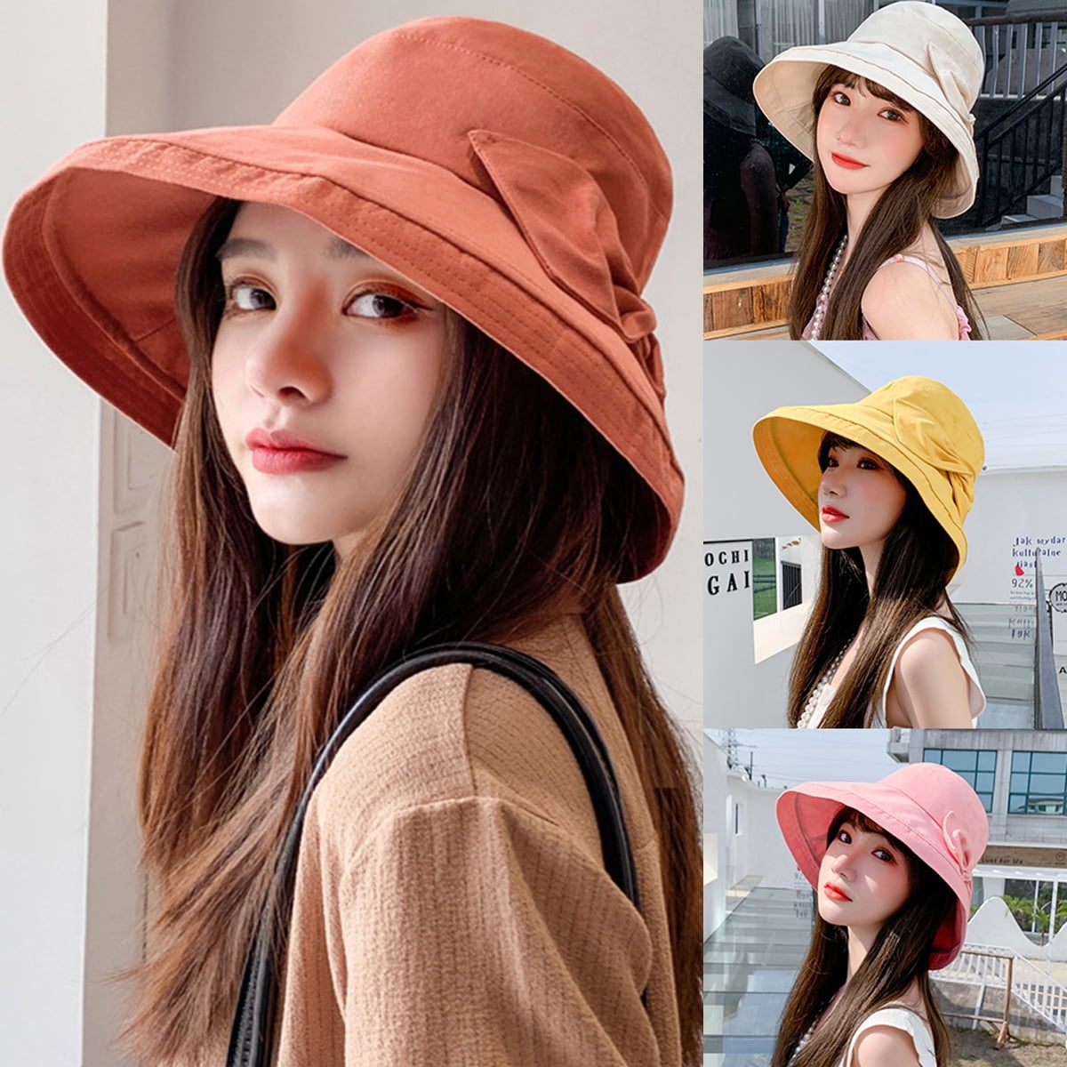 Meidiya Reversible Sun Hat for Women, Silky Bucket Summer Hats ...