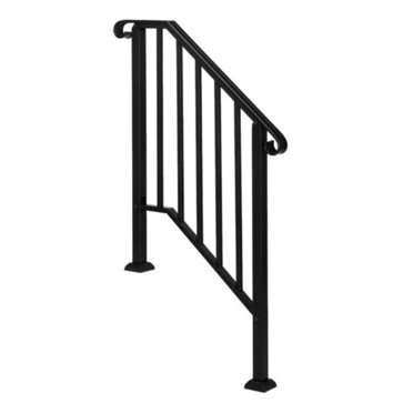 Matte Black Handrail for Outdoor Steps,Fits 4 Steps Outdoor Stair ...