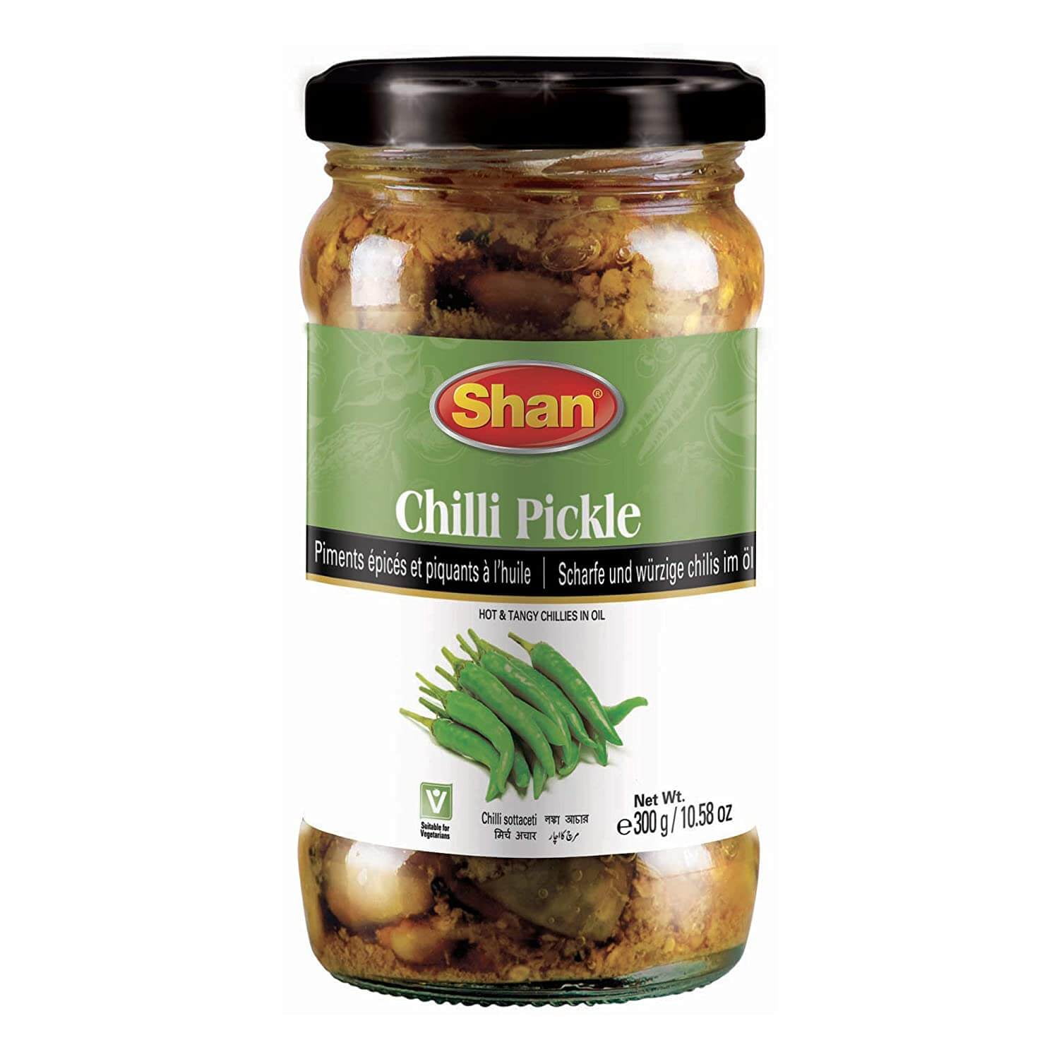 Shan Chilli Pickle Hot & Tangy Chilies Pickled in Oil 300g (Pack of 2 ...