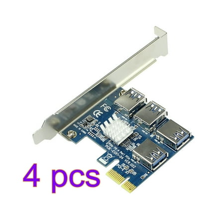 PCI-E to USB Adapter 4-port PCI-E X1 to USB 3.0 Riser Card Extender Board Mining Accessory ...