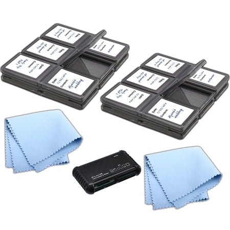 (2) Acuvar 12pc Foldable Memory Card Case + Three In One Card Reader ...