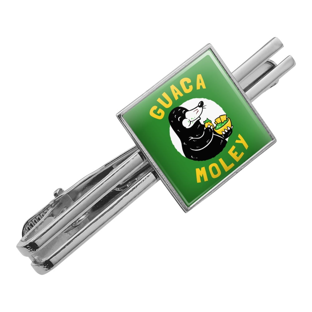 Guaca Moley Mole Eating Guacamole Funny Humor Square Tie Bar Clip Clasp ...