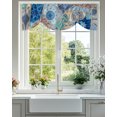 Abstract Art Tie Up Valances Curtain, Orange Blue Geometric Flower Line ...