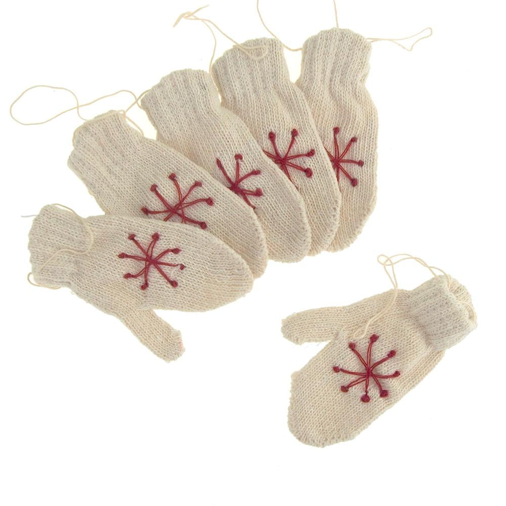 Hanging Woven Mini Mitten Christmas Tree Ornaments, 3-1/2-Inch, 6-Count ...
