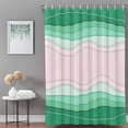 Bathroom Shower Curtain Abstract Green Beige Ocean Wave Waterproof ...