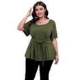 AURA Plus Size Women T Shirt Short Sleeve Round Neck Cotton Polyester ...