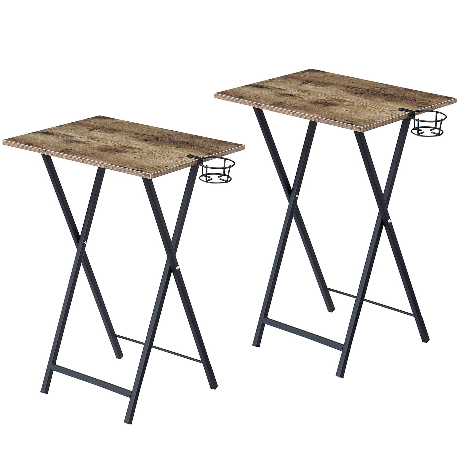 VECELO Set of 2 Folding TV Tray Table, Portable Snack Eating Tables ...
