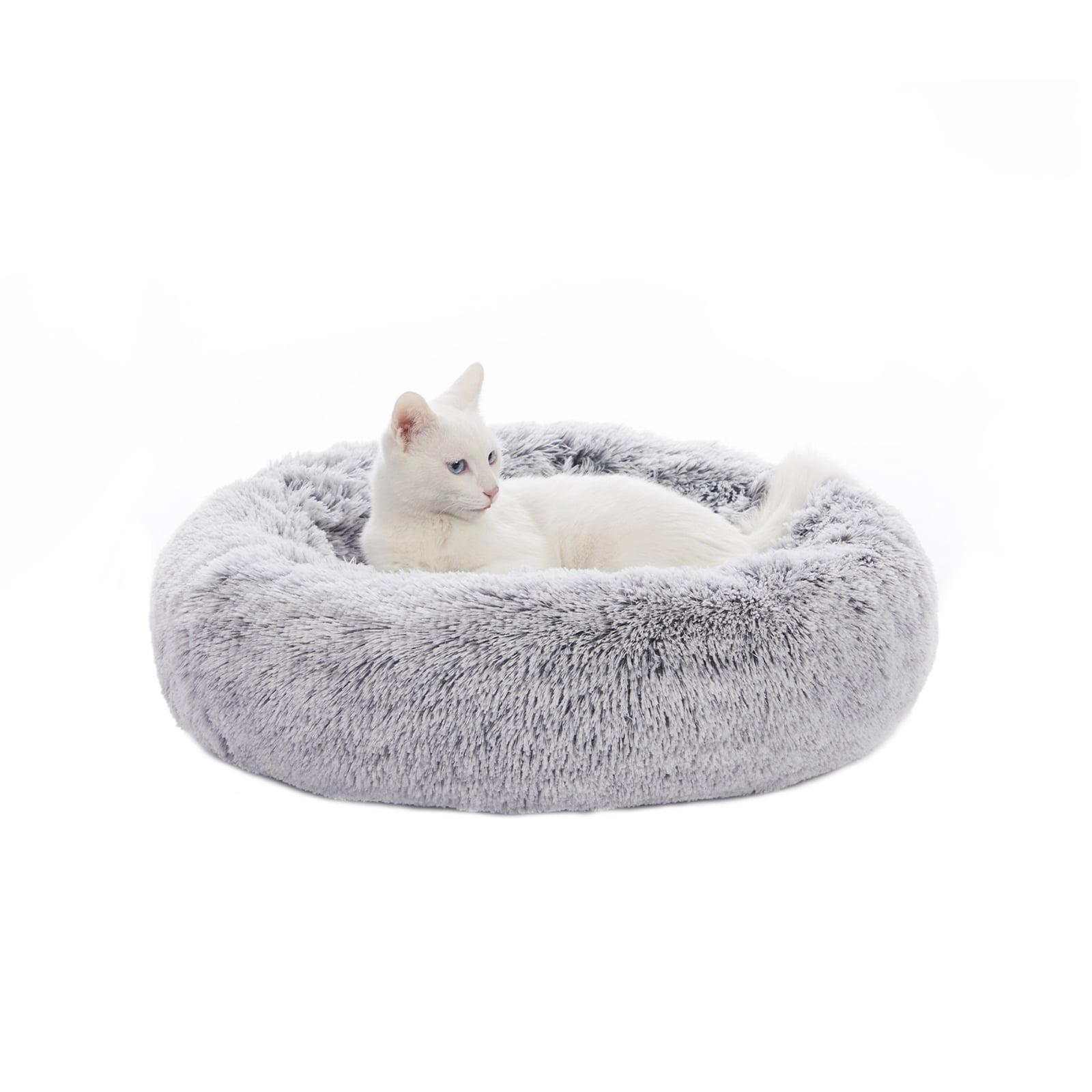 Bedfolks Calming Donut Dog Cat Cuddler Bed, 23" Round Plush Pet Bed for ...