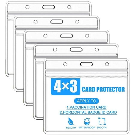 5 PCS Badge Holders，Card Protector ，Card Holder，Horizontal ID Card ...