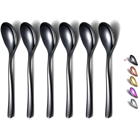 Black Demitasse Espresso Spoons, 5.5'' Mini Coffee Spoons, Stainless ...
