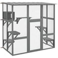 Catio Outdoor Cat Enclosure, Wooden Cat House with Bridge, Window Box ...