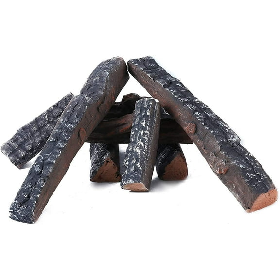 Costway 9PCS Indoor/Outdoor Ceramic Wood Gas Log Set for Ventless Fire ...