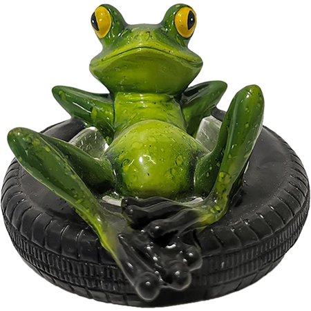 Resin Frog Statues Creative Pond Floating Frog on Lotus Leaf Statue ...