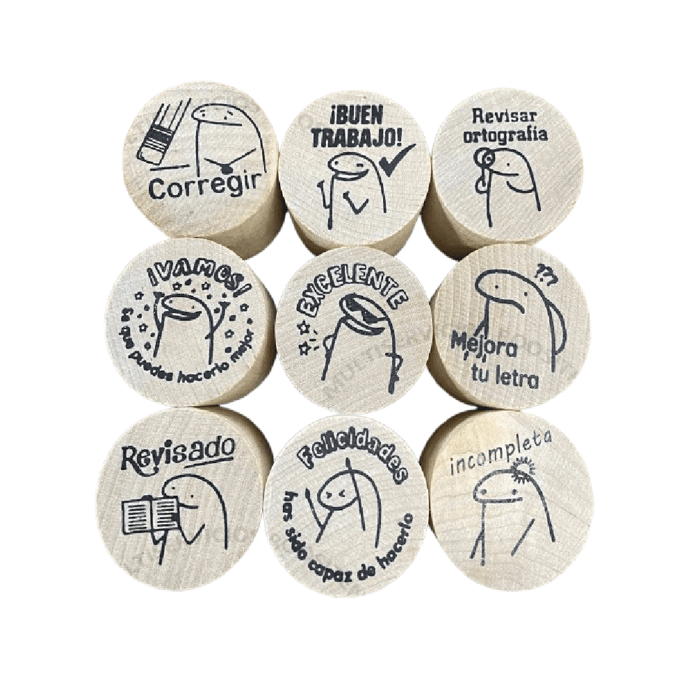 Sellos Para Maestros Kit Escolar Incluye Cojin9pcs Sello cafe claro ...