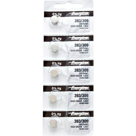 5 x Energizer 393 Watch Batteries, 0% MERCURY equivilate SR754SW SR48 ...