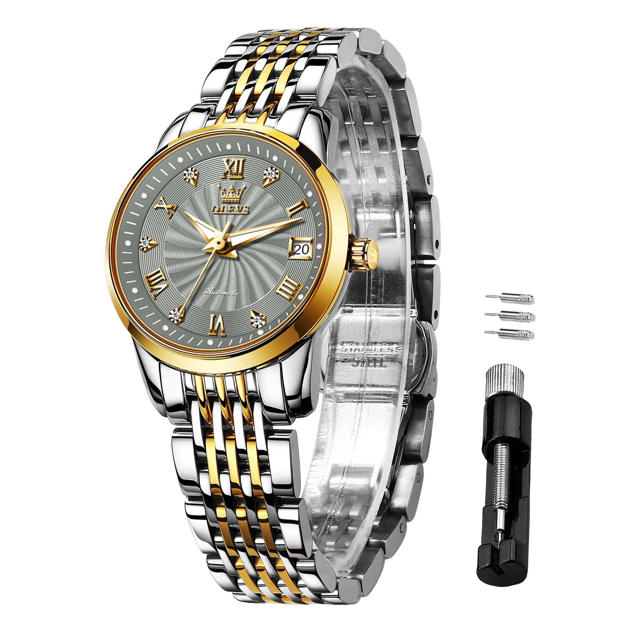 OLEVS Automatic Watches for Women Classic Diamond Mechanical Self ...