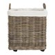 Safavieh Amari Rattan Square Hamper Baskets with Wheels, Two-in-One ...
