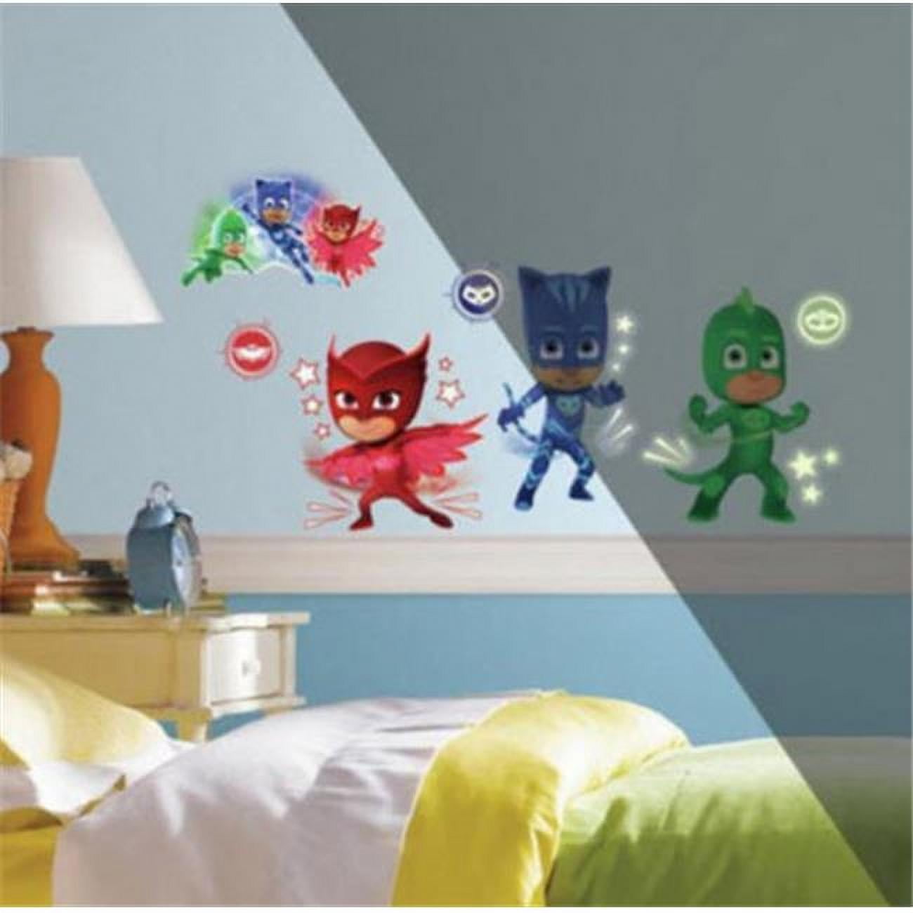 PJ Masks Peel & Stick Wall Decals with Glow - Red Green Blue Superhero ...