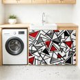 Abstract Lines Cabinet Curtains 28" W x 35" L Black Gray Red Triangle ...