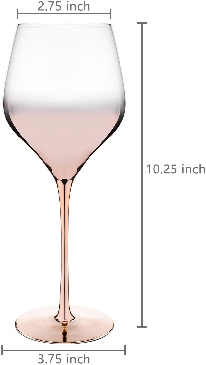 Buy MyGift 19 oz Luxury Electroplated Rose Gold Crystal Stemware Wine ...