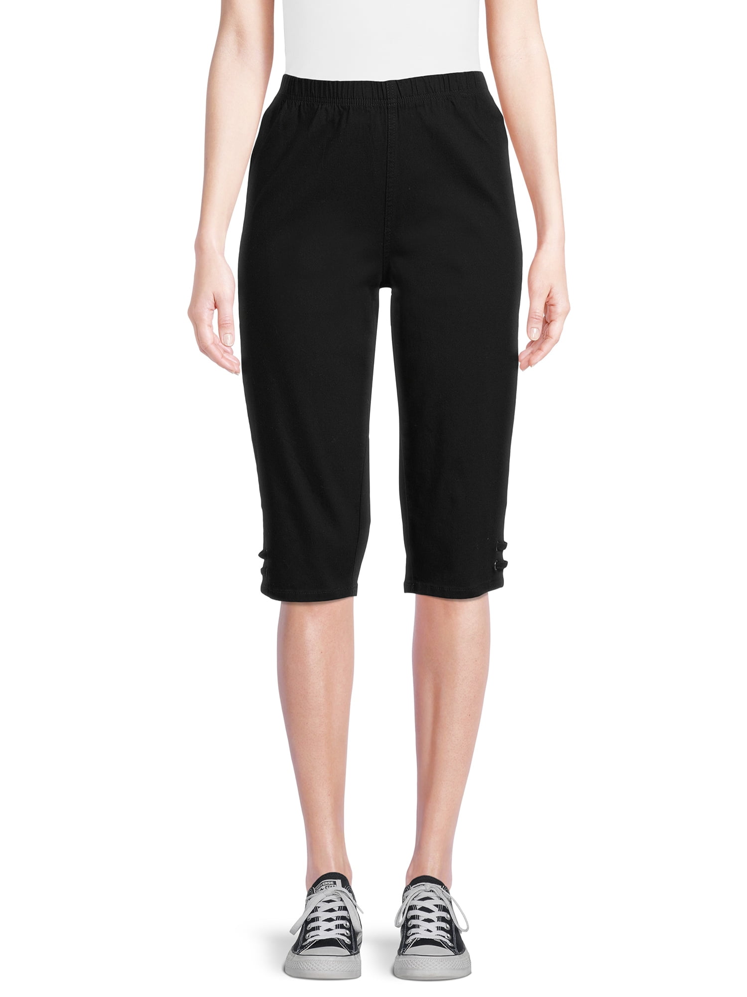 Real Size Women's Pull On Grommet Stretch Capri Pants, 17” - Walmart.com