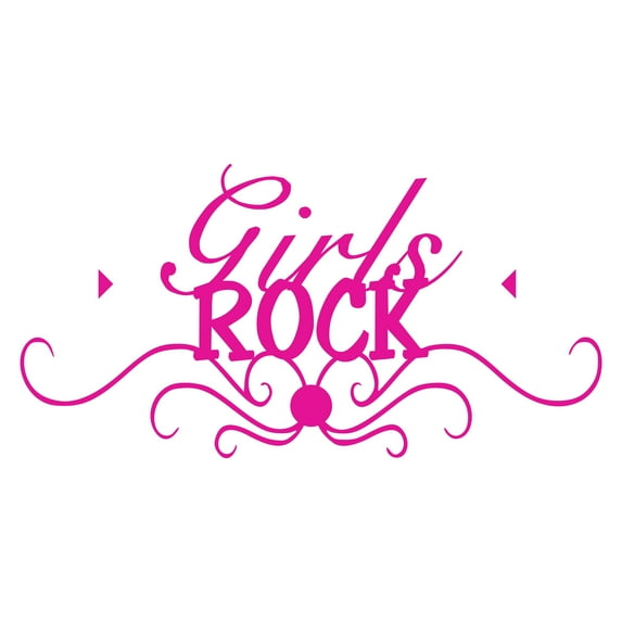 Girly Wall Decals for Girls Bedroom - Girls Rock on White Background ...