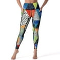 Doodled Geometry Leggings Pockets Colorful Print Design Yoga Pants High Waist Fitness Running ...