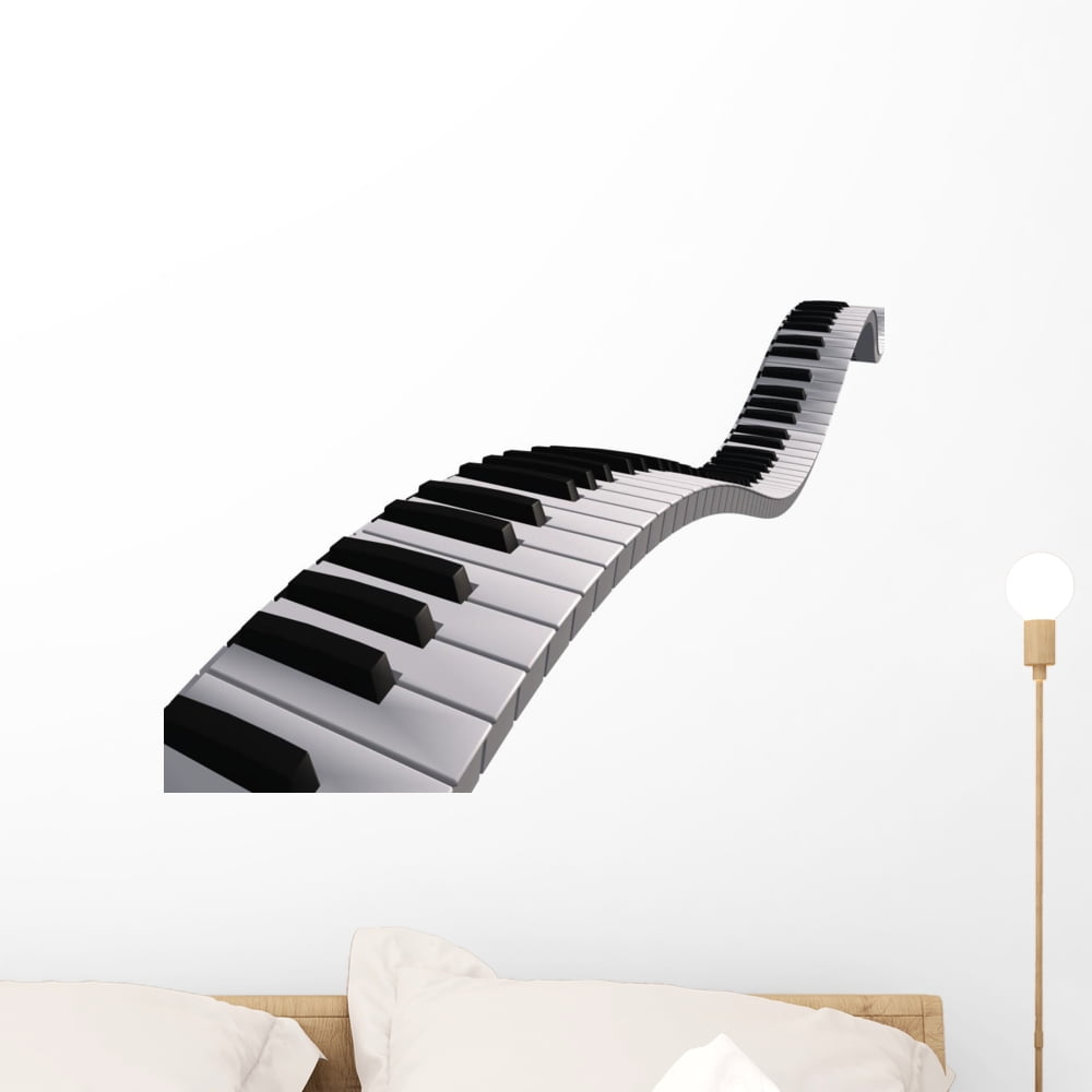 3D Piano Keyboard Floating Wall Mural by Wallmonkeys Peel and Stick ...