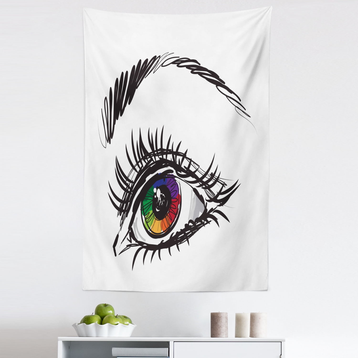 Eye Tapestry, Eyeball of a Female in Many Colors Looking Elsewhere with ...