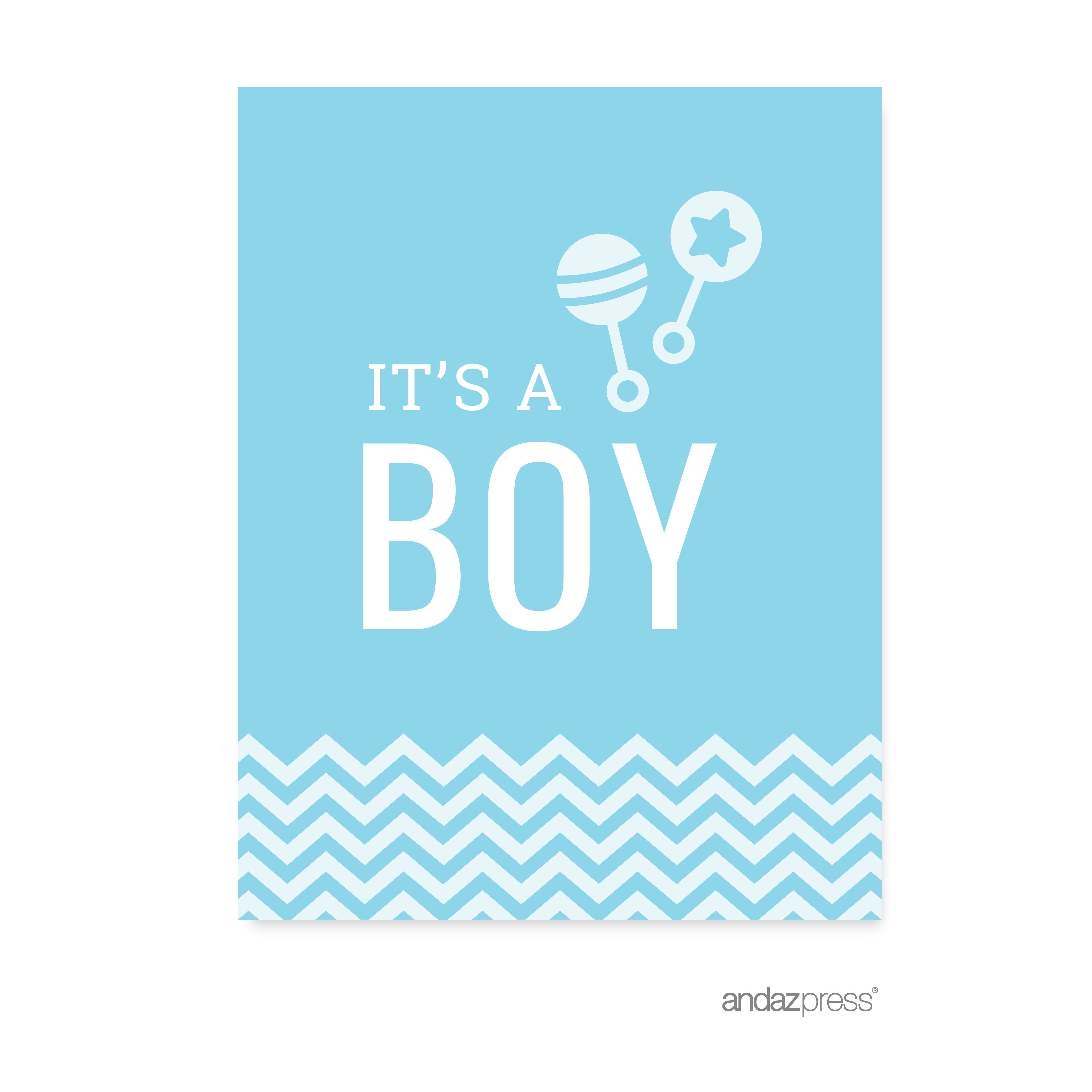 Baby Blue Chevron Print Baby Shower Party Signs & Banner Decorations ...