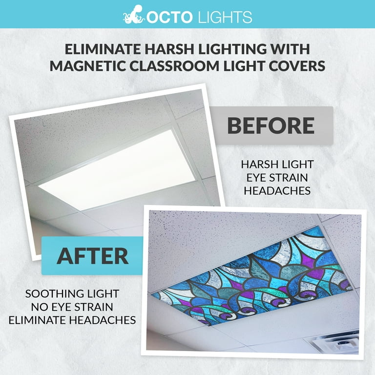 Fluorescent Light Diffuser Stained Glass | Shelly Lighting