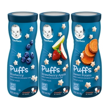 Gerber Puffs Variety Pack, 1 Strawberry Apple, 1 Banana, 1 Sweet Potato ...