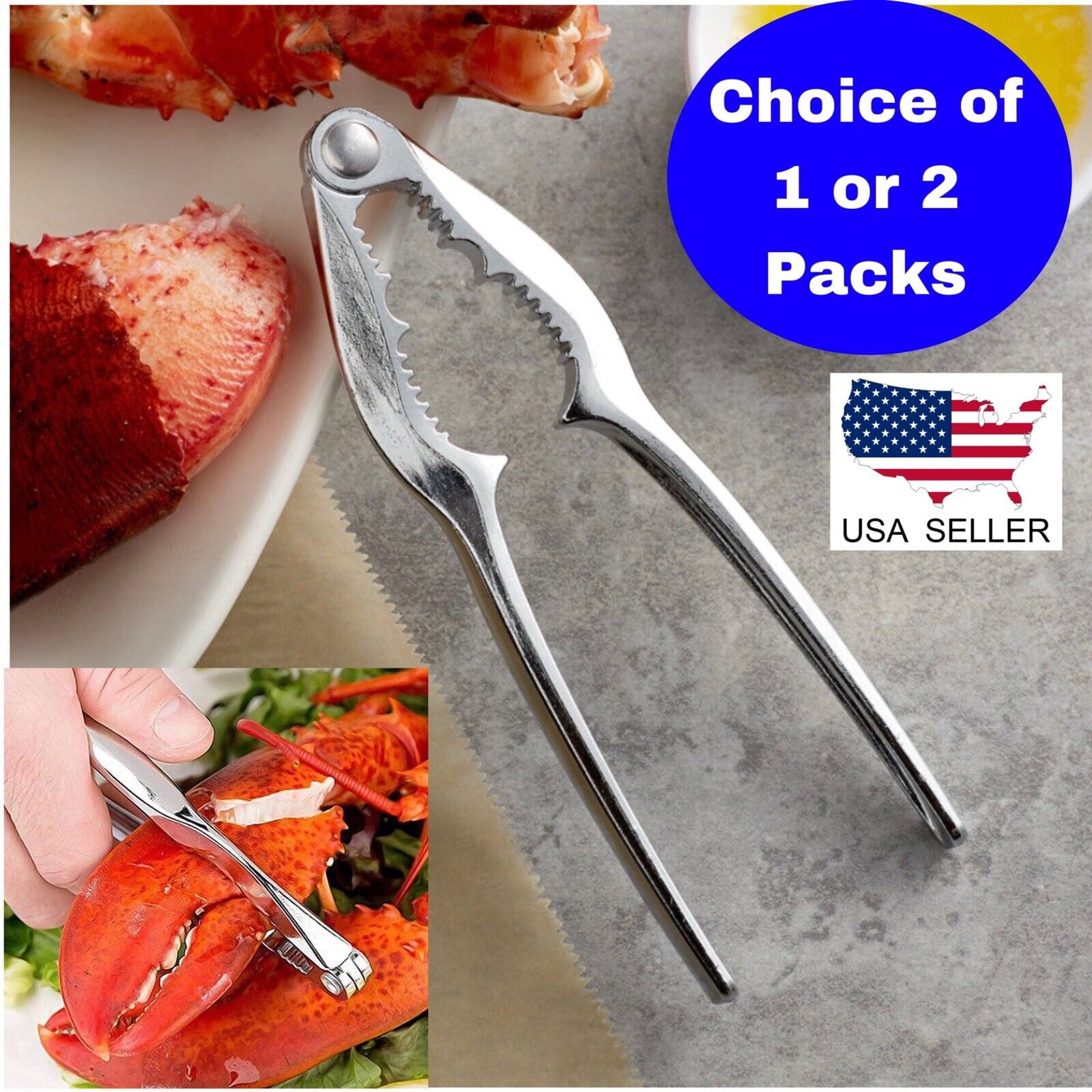 6'' Lobster Cracker Seafood Tools Zinc-Plated Steel Double Jaw Crackers ...