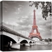 wall26 Canvas Print Wall Art Pop of Color Red Eiffel Tower in Paris ...